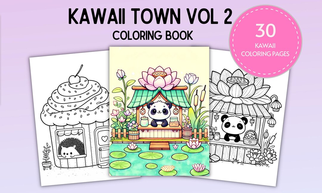Kawaii Town (vol 2) Coloring Book - 30 Kawaii Pages - Etsy