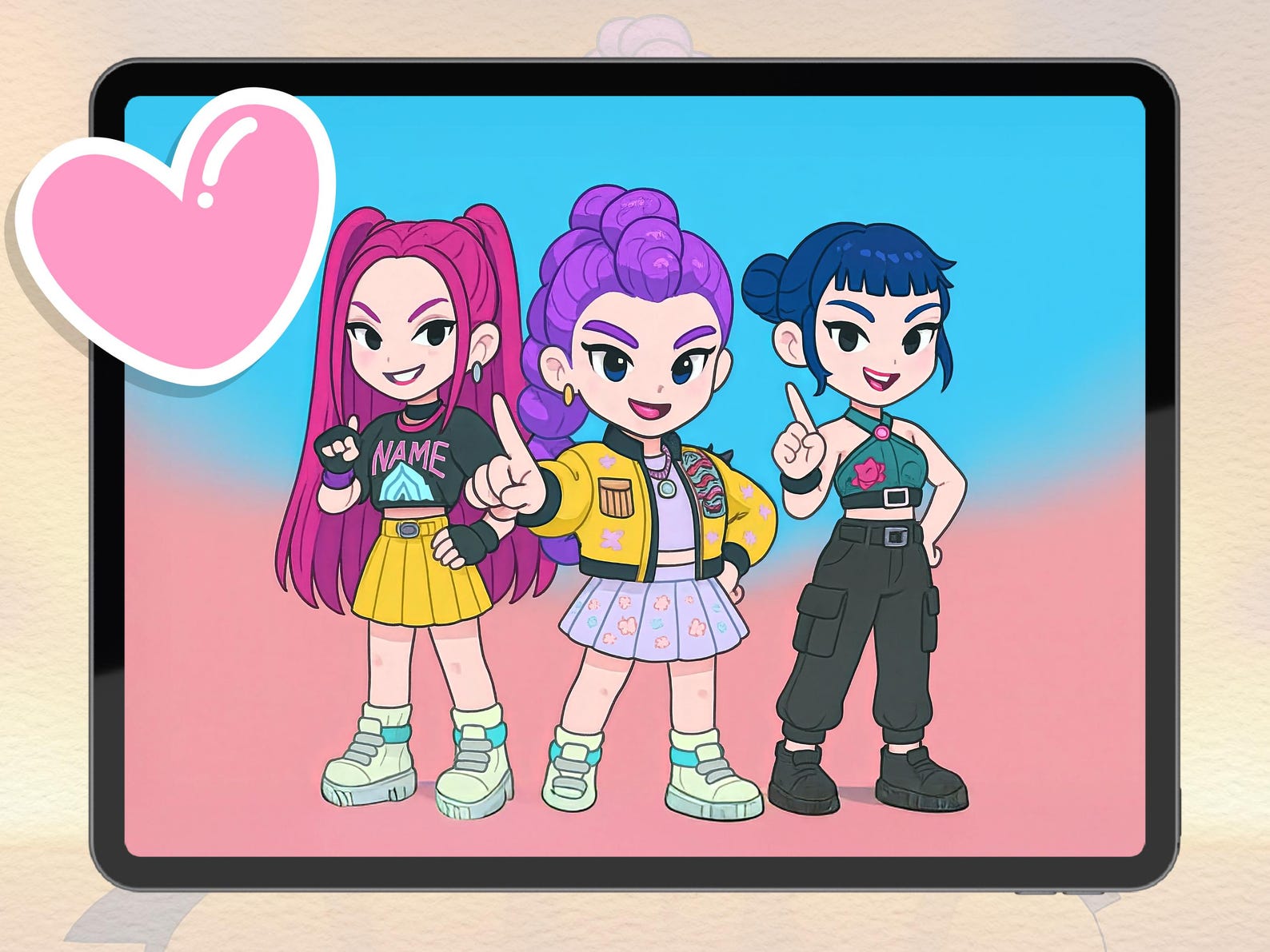 Huntrix K-pop Demon Hunters iPad & Tablet Wallpaper Pack – 7 Digital ...