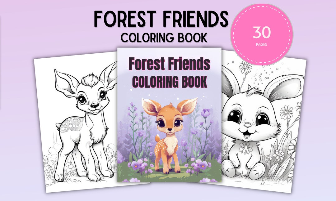 Forest Friends Coloring Book - 30 Adorable Animals - Digital Download ...