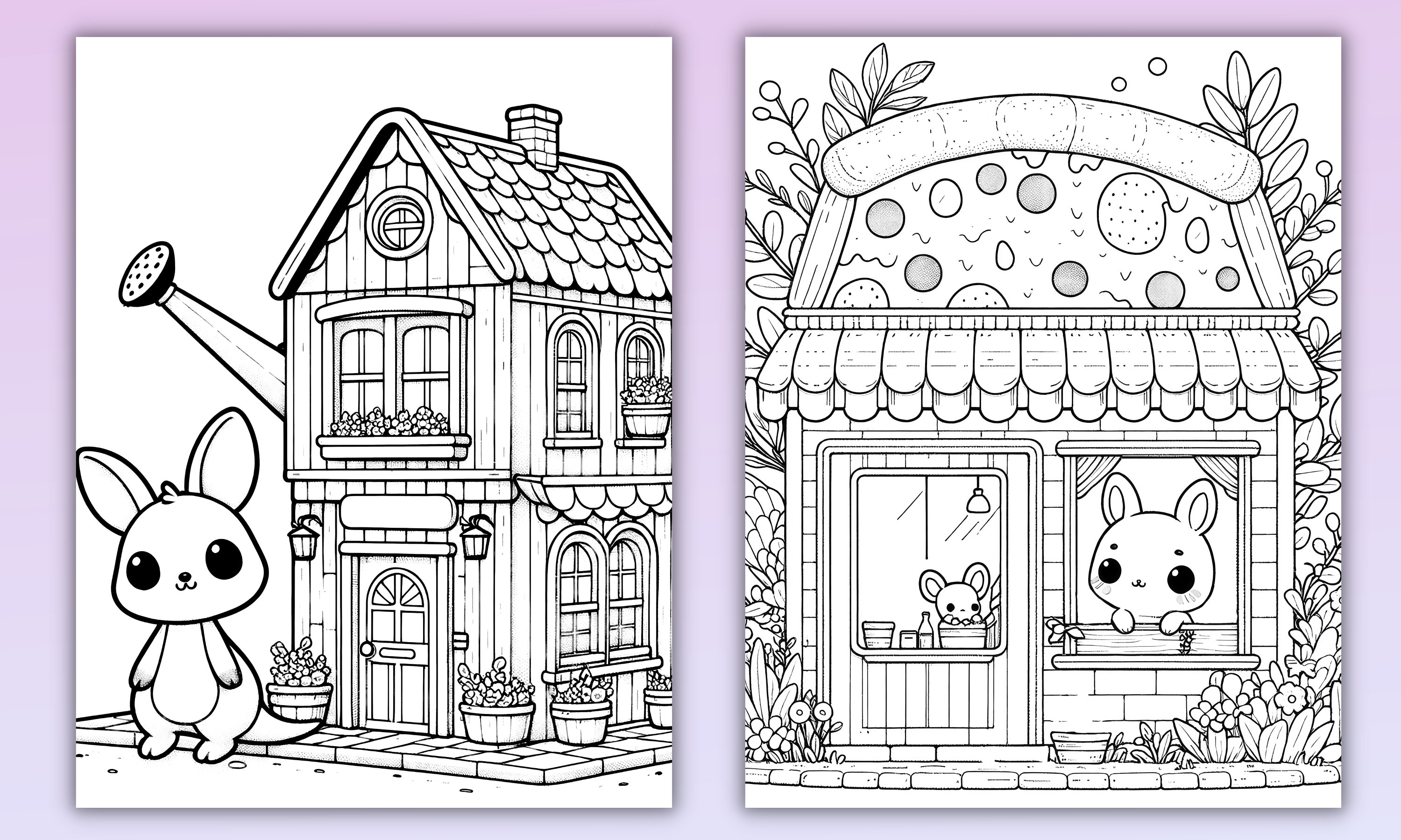 Kawaii Town Coloring Book - 30 Adorable Pages - Etsy