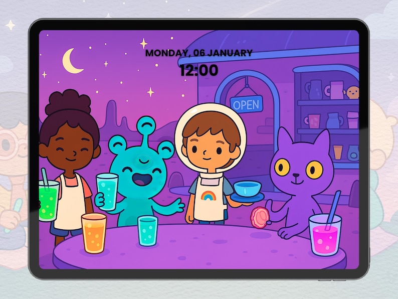 Toca Boca iPad Wallpaper Bundle | 12 Cute 4:3 Digital Backgrounds for ...
