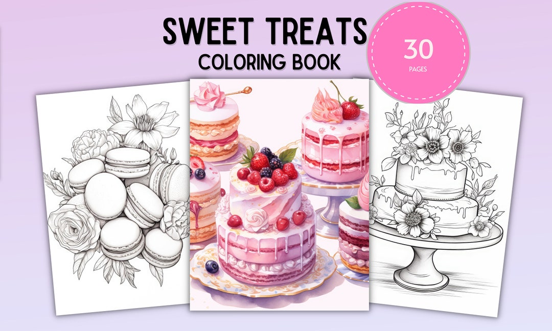Sweet Treats Coloring Book - 30 Gorgeous Desserts - Digital Download - Etsy