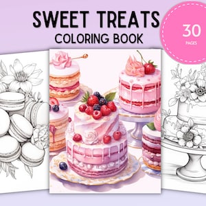 Sweet Treats Coloring Book 30 Gorgeous Desserts Digital Download - Etsy