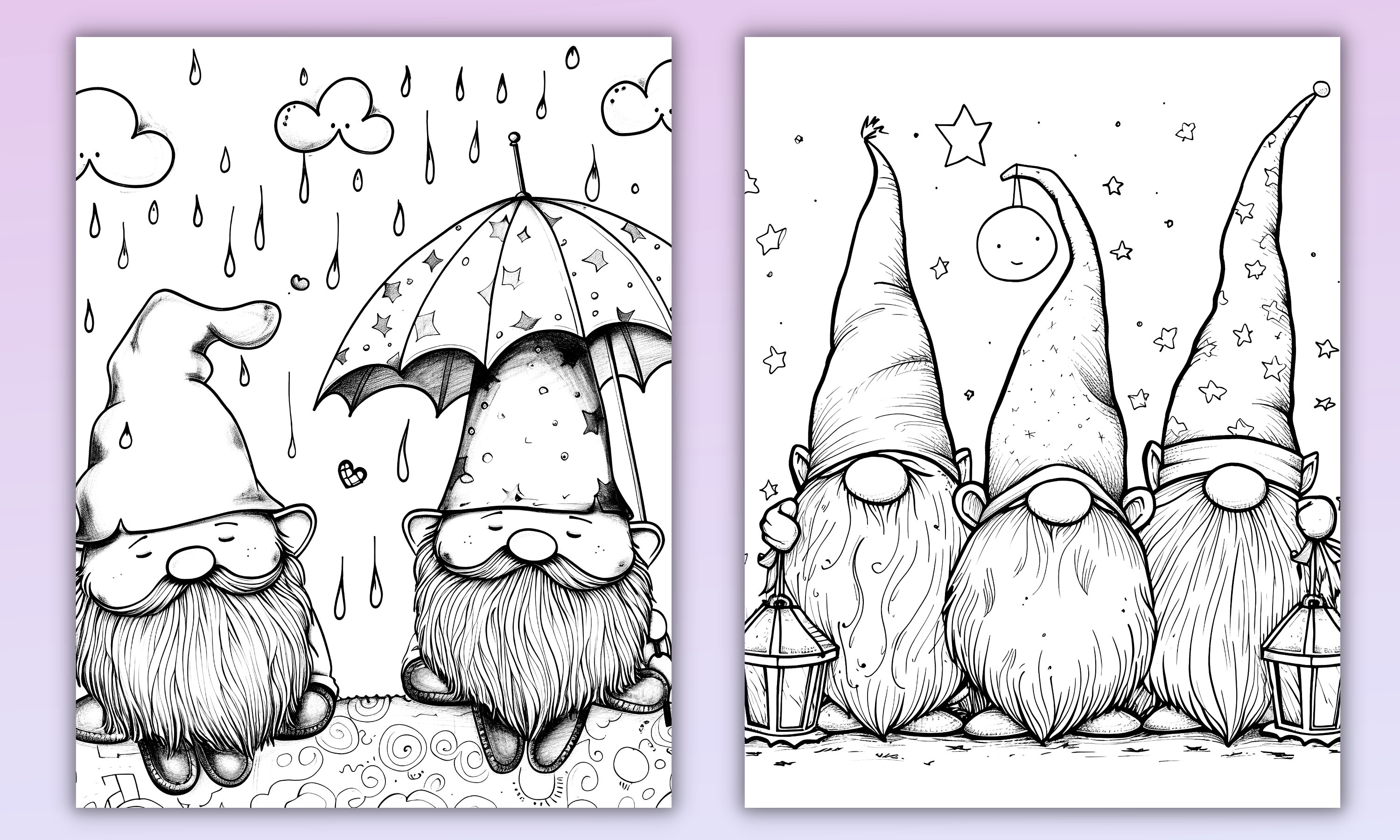 Sweet Gnomes Coloring Page - 30 Adorable Pages - Instant Download - Etsy