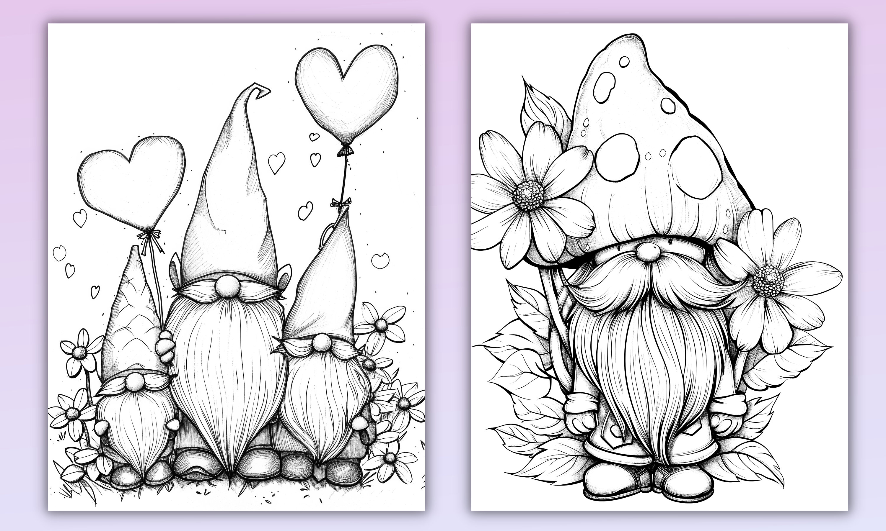 Sweet Gnomes Coloring Page - 30 Adorable Pages - Instant Download - Etsy