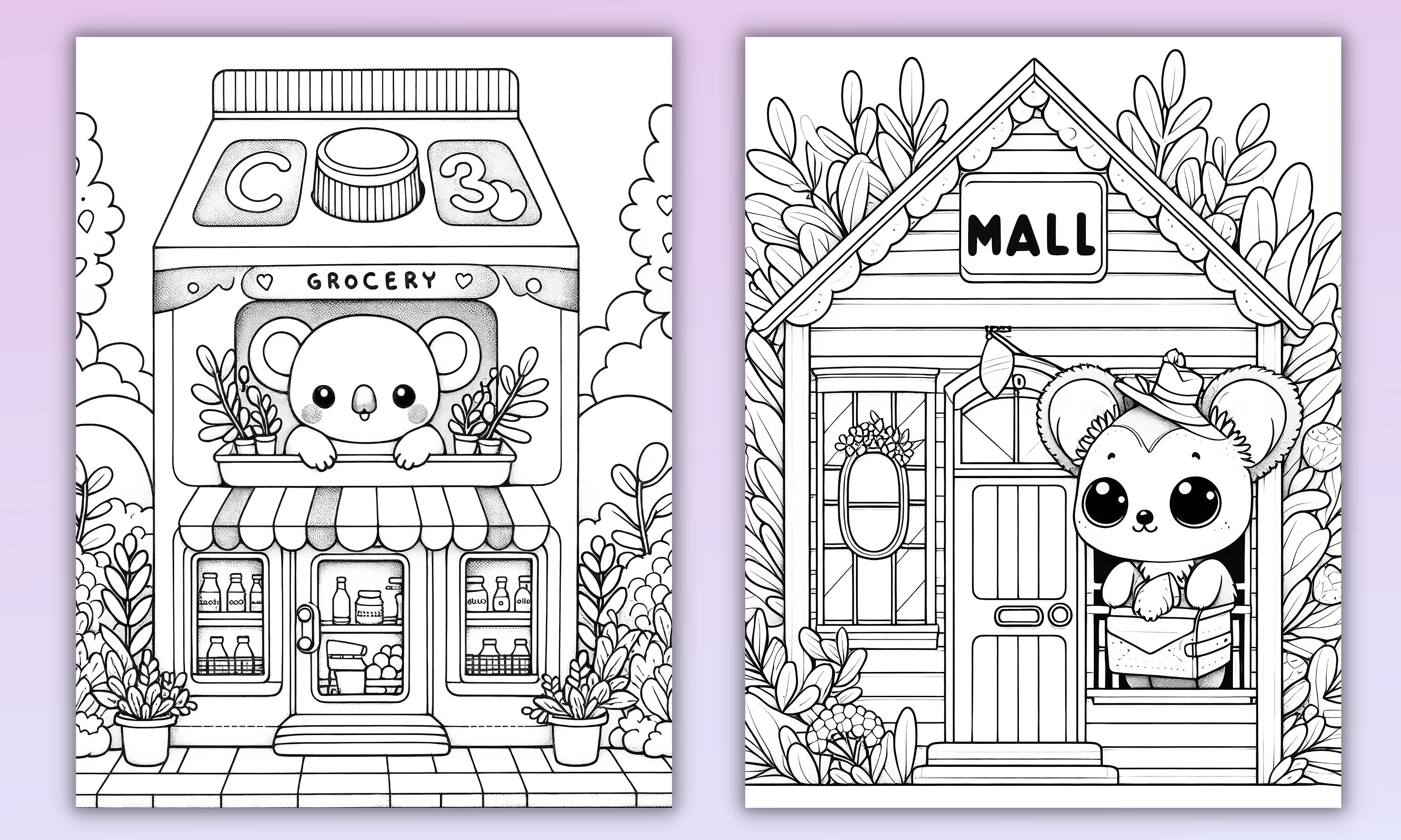 Kawaii Town Coloring Book - 30 Adorable Pages - Etsy