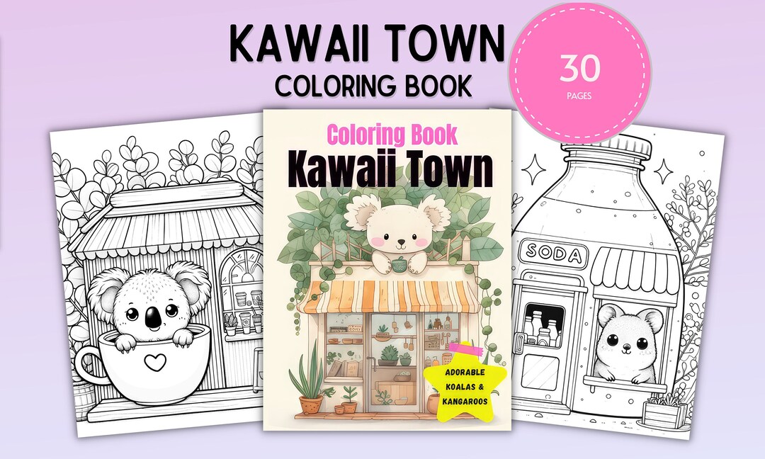 Kawaii Town Coloring Book - 30 Adorable Pages - Etsy