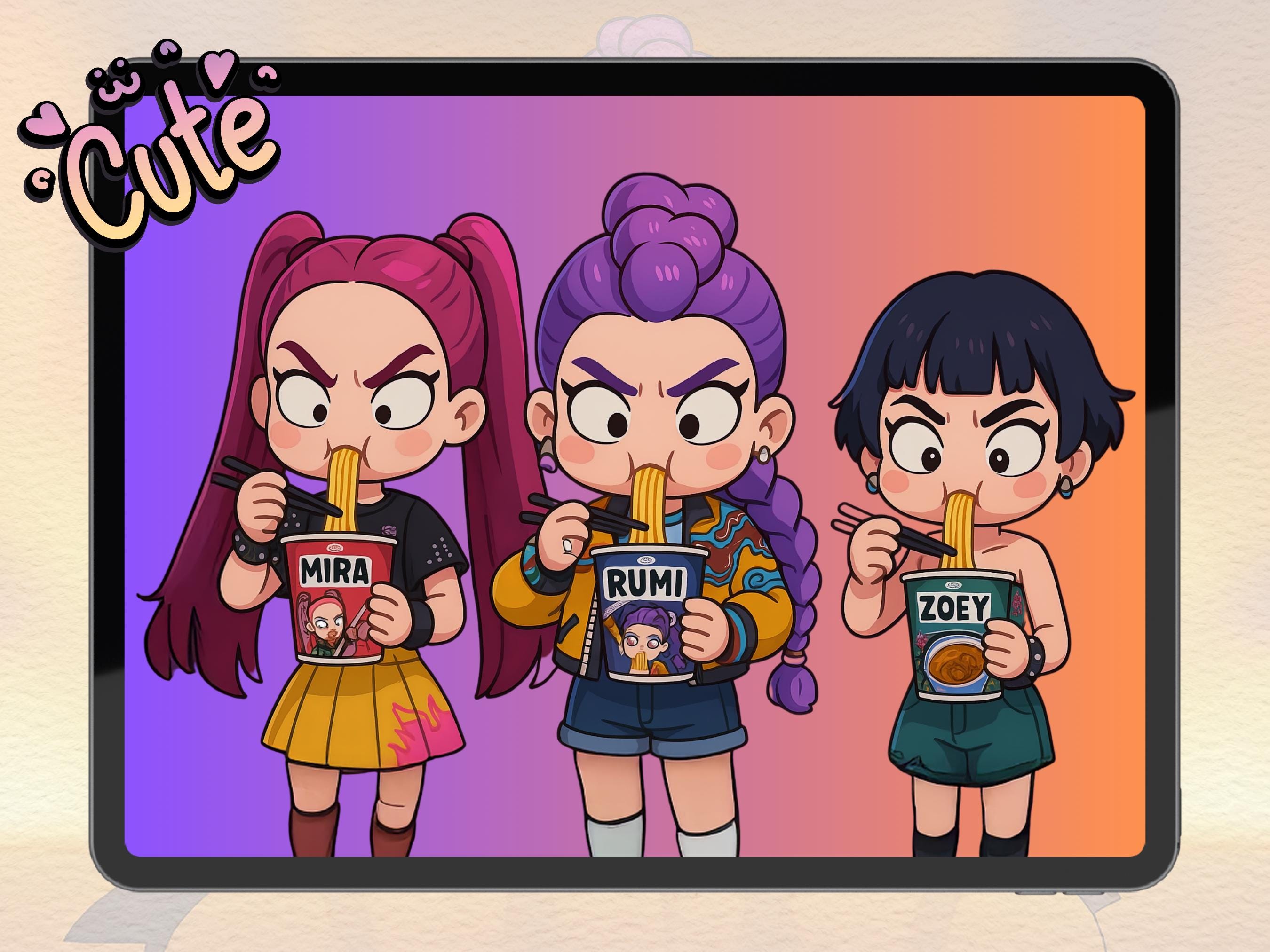 Huntrix K-pop Demon Hunters iPad & Tablet Wallpaper Pack – 7 Digital ...