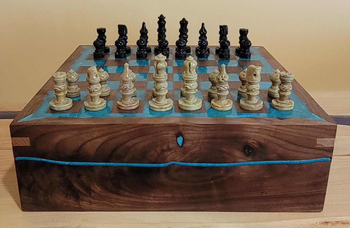 Resin and Black Walnut Chess Board - Etsy