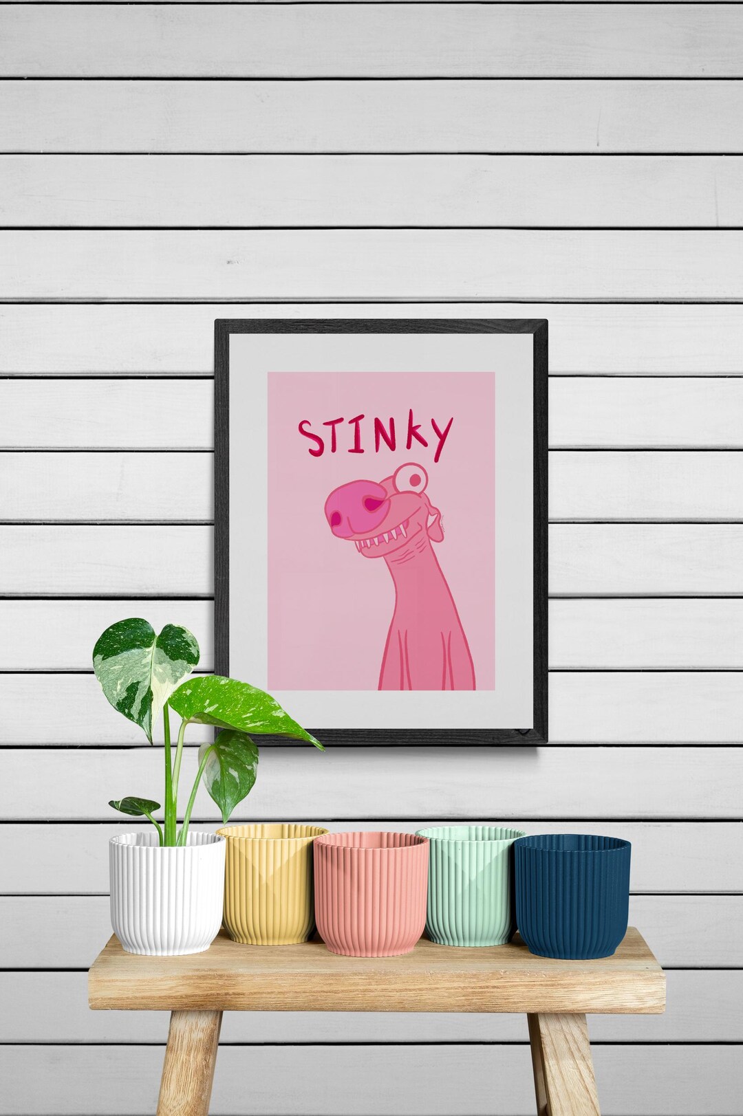 Stinky, Cheeky Grinning Smelly Doggo, Vibrant, Fun and Quirky Pink Wall ...
