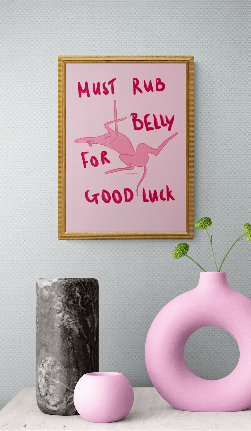 Must Rub Belly for Good Luck, Instant Download, Vibrant, Fun and Quirky ...