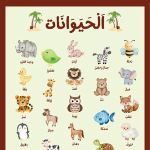 ARABIC Animals Poster for Kids - Educational Printable - Poster ...