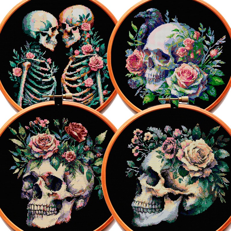 Flower Goth Cross Stitch - Etsy