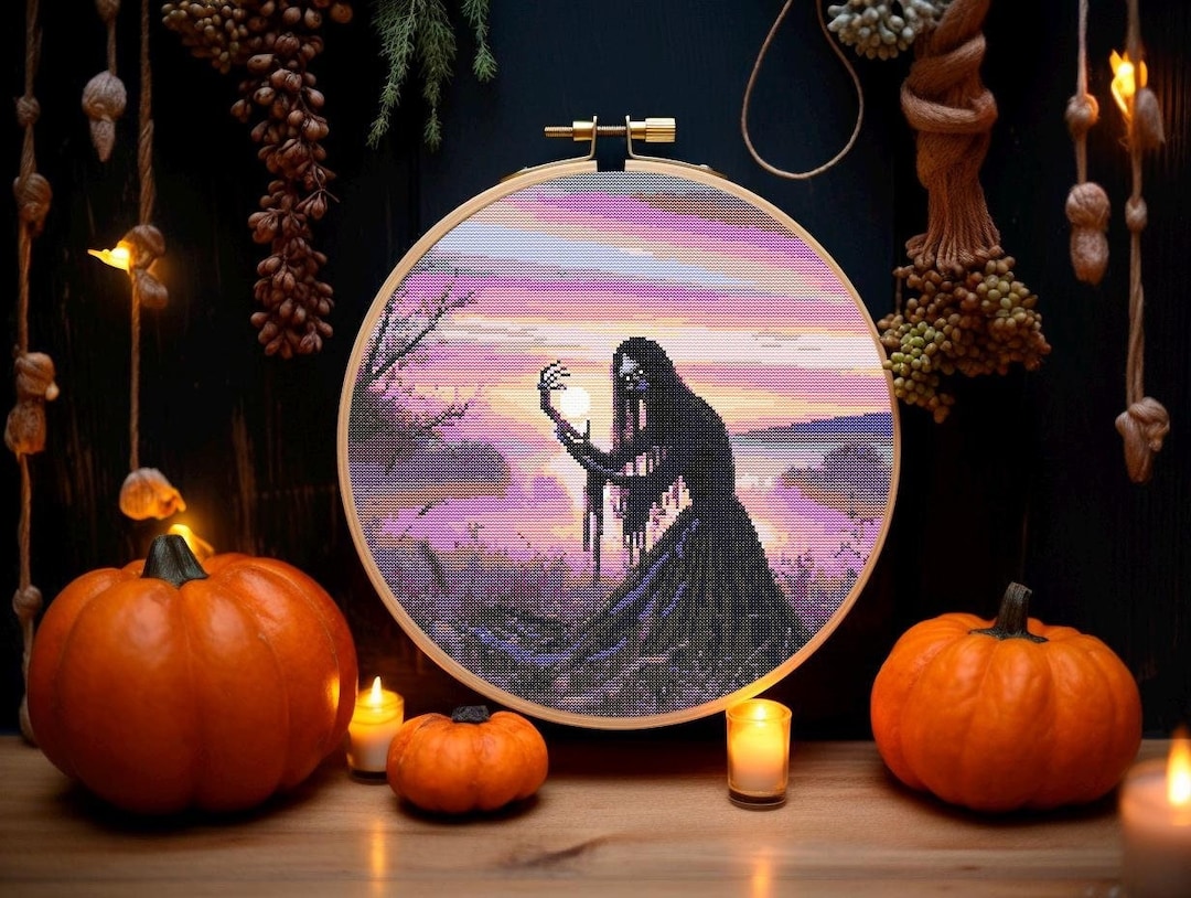Spooky Cross Stitch Pattern PDF Full Coverage Landscape Nature Serene ...