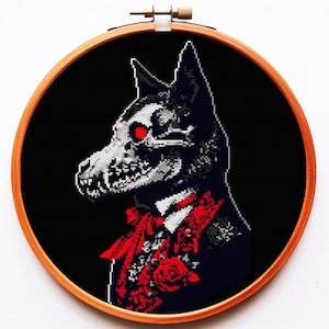 Gothic Cross-stitch Pattern PDF Wolf Werewolf Digital Black Aida Witchy ...