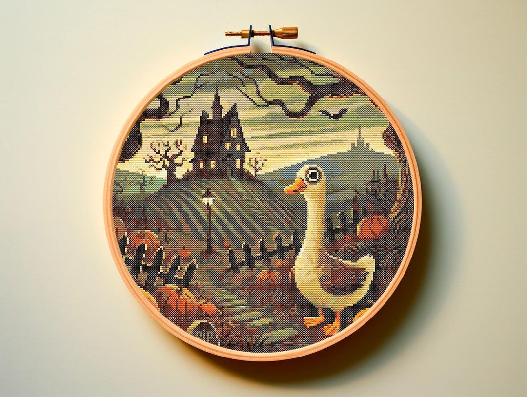 Spooky Funny Goose Cross-stitch Pattern PDF Halloween Tree Garden ...