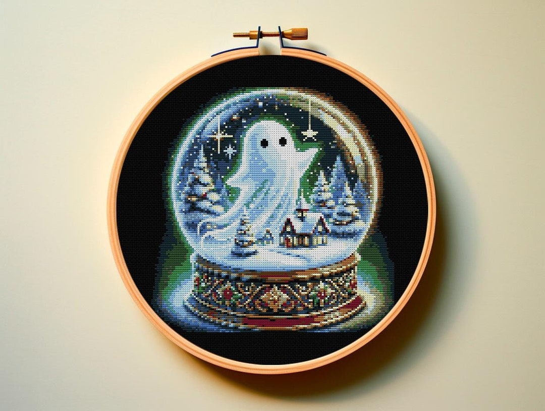 Cute Ghost Snow Globe Small Cross Stitch Pattern Pdf-spooky Easy Modern ...