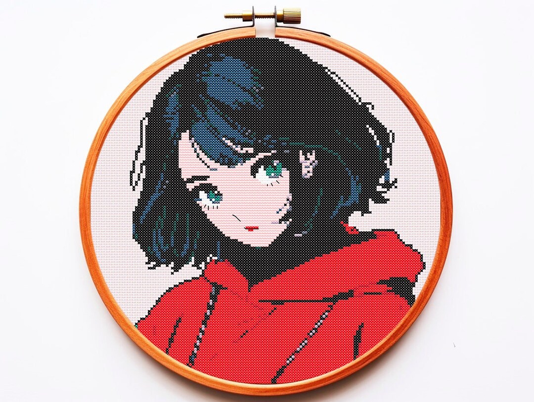 Anime Girl Cross Stitch PDF Pattern Instant Download Japanese Art Manga ...