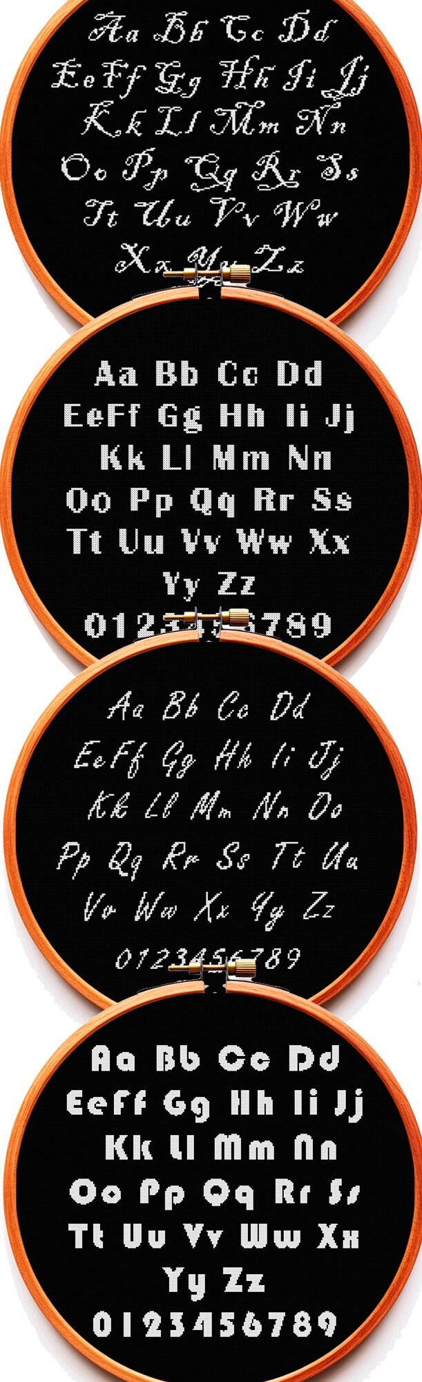 SET of 4 Cross Stitch Patterns BUNDLE PDF Full Text Alphabet Numbers ...
