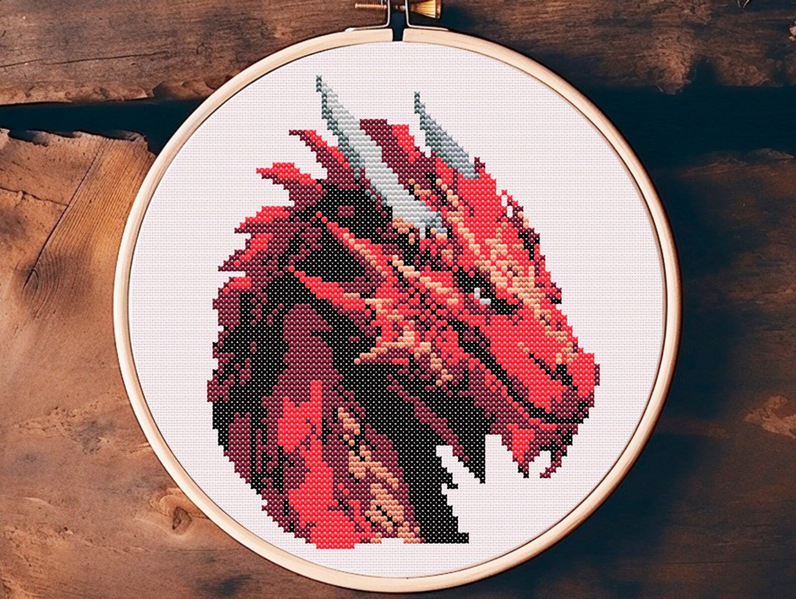 Red Dragon Cross Stitch Pattern PDF - Small Easy Color Chart Xstitch ...
