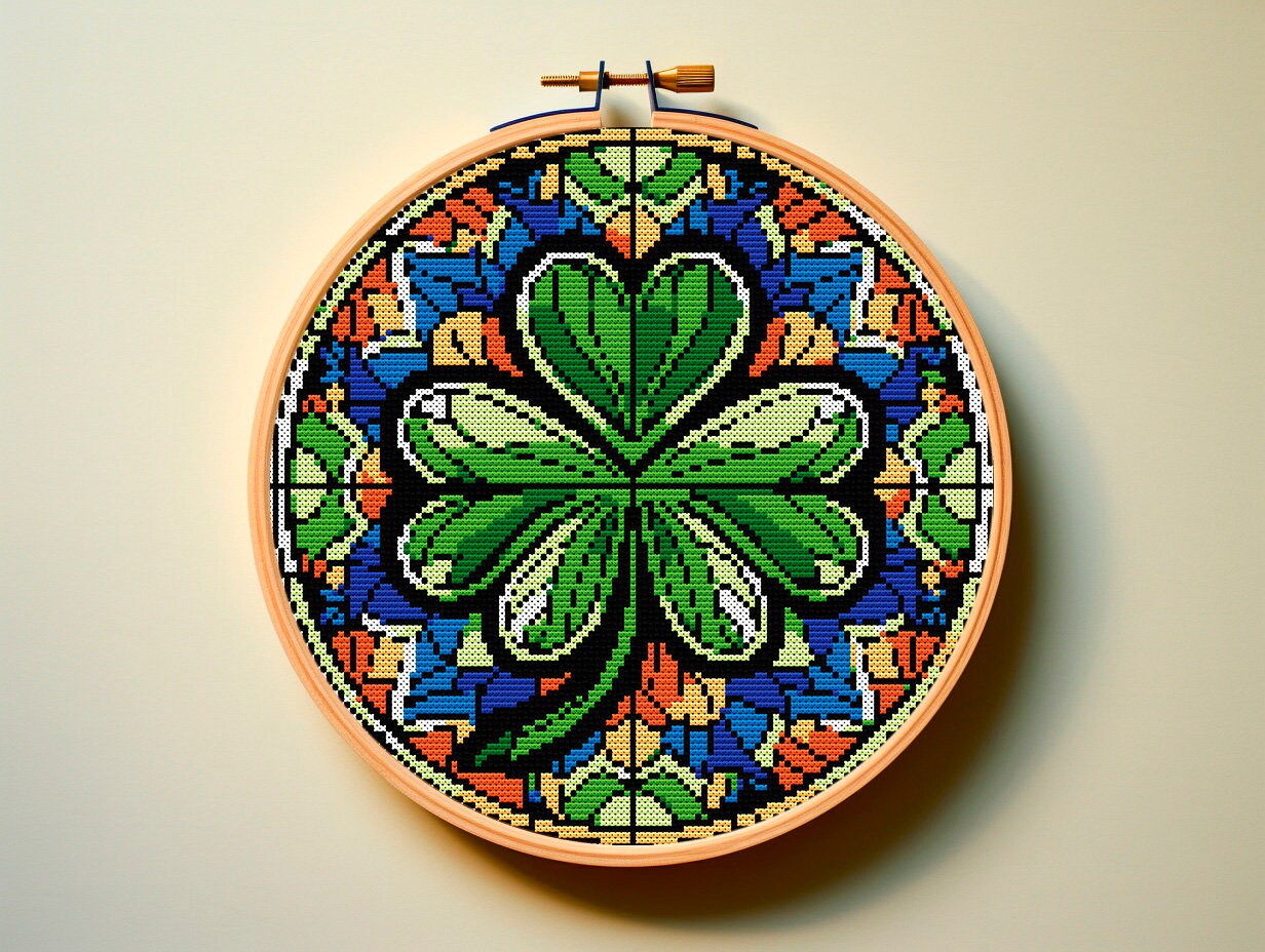 SET of 4 Stained Glass Cross Stitch Patterns BUNDLE PDF Modern Xstitch ...