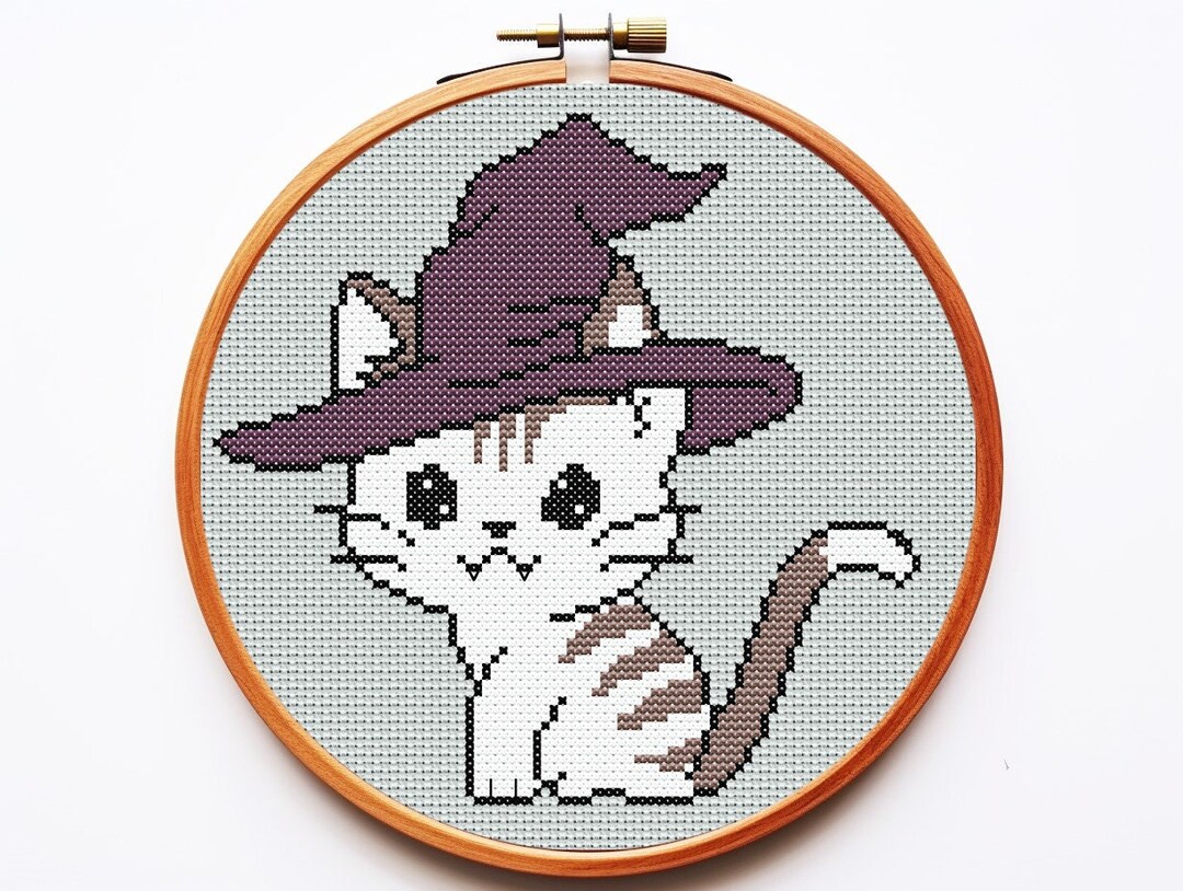 Funny Anime Cat Cross Stitch Pattern PDF Modern Color Chart for Kids ...
