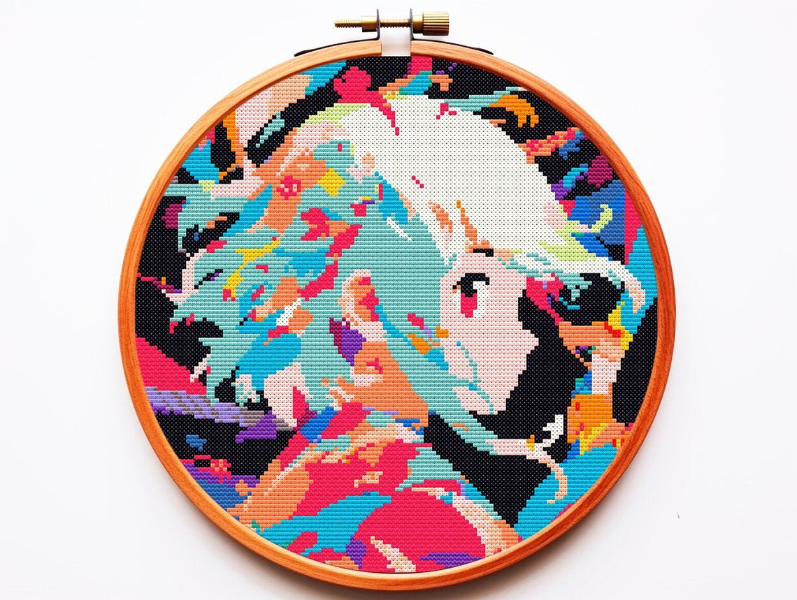 Abstract Anime Cross Stitch Pattern PDF Manga Kawaii Colorful - Etsy