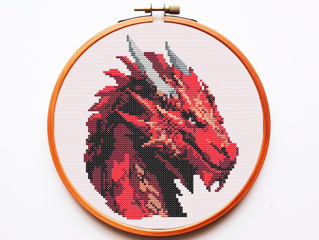 Red Dragon Cross Stitch Pattern PDF - Small Easy Color Chart Xstitch ...