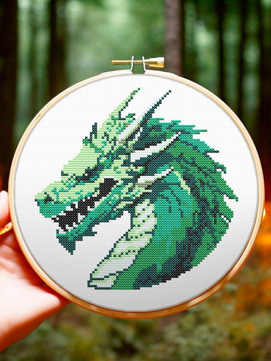 Green Dragon Cross Stitch Pattern PDF - Small Easy Color Chart Xstitch ...