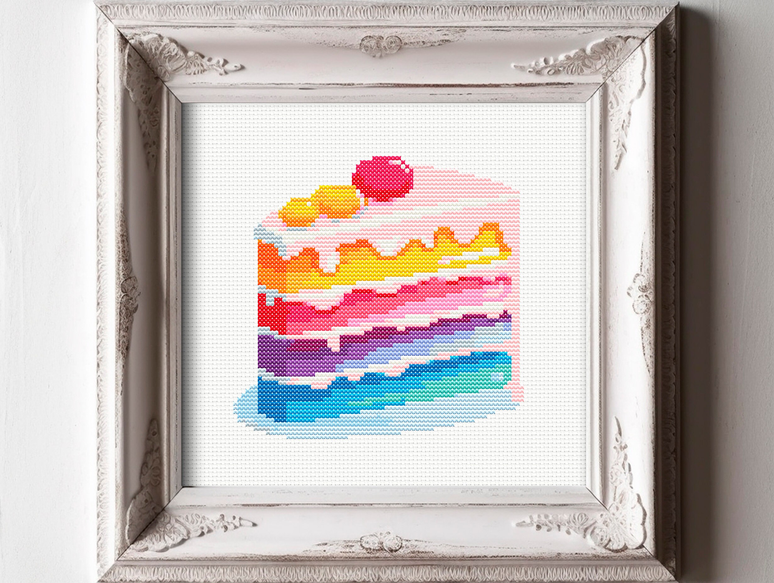 Cute Cake Cross Stitch PDF Pattern Mini Modern Embroidery - Etsy