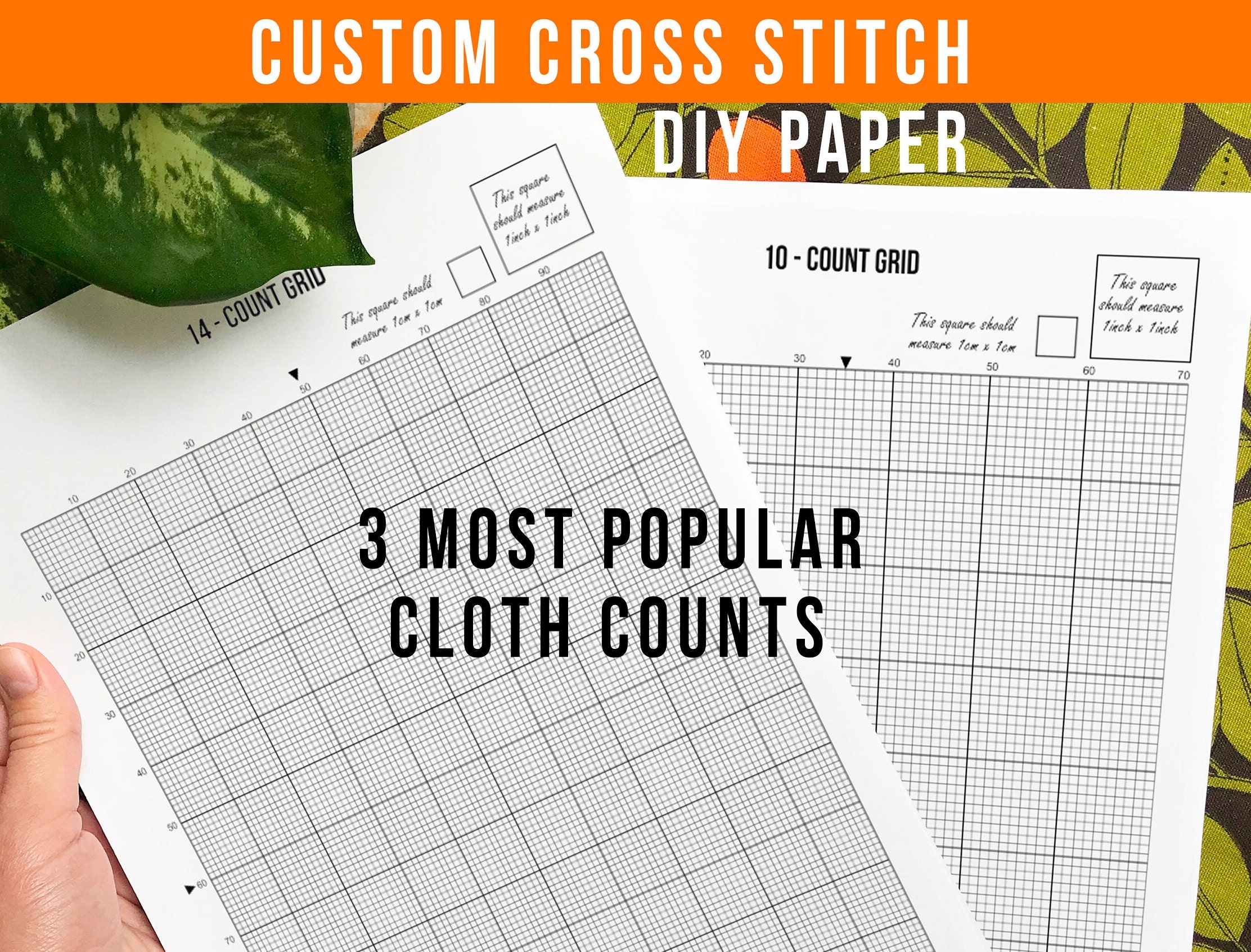 PRINTABLE Cross Stitch Graph Paper Bundle PDF 3 SIZES: Count 14, 10, 11 ...