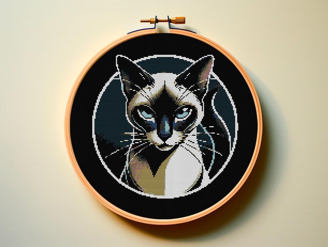 Cross Stitch Pattern PDF Siamese Cat Elegant Gothic - Raven Rook Crow ...