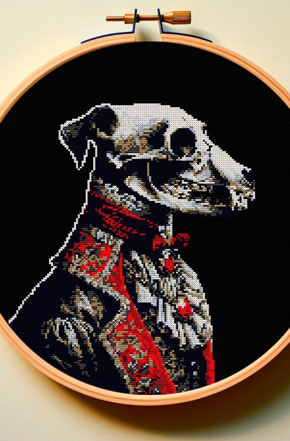 Gothic Cross-stitch Pattern PDF Dog Werewolf Digital Black Aida Witchy ...