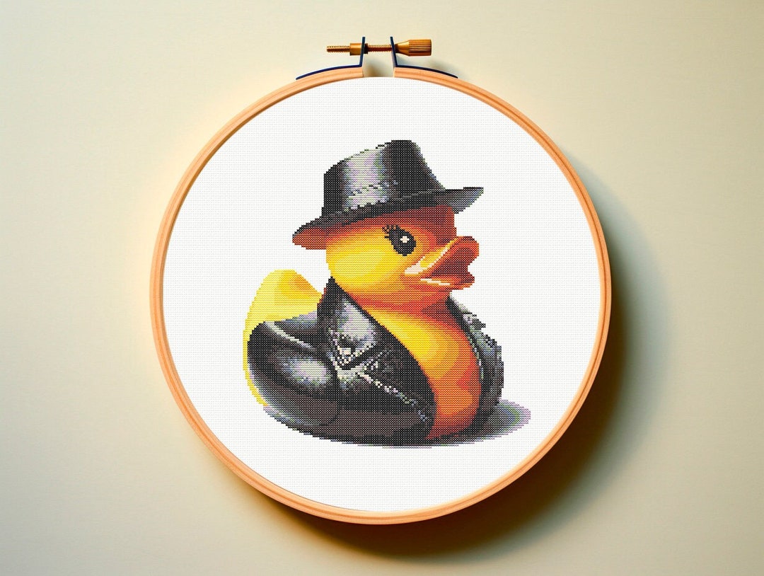 Cross Stitch Pattern PDF Duck Detective Rub Funny Cute Easy Small Tiny ...
