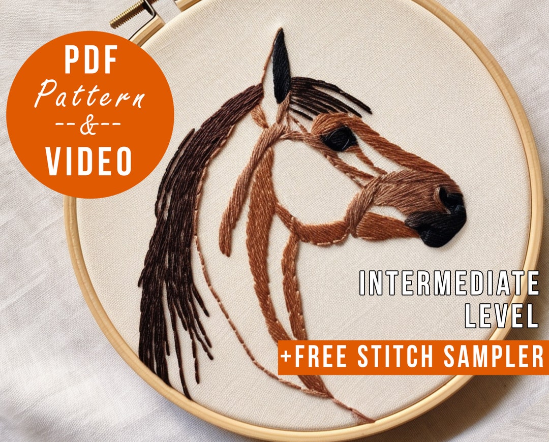 Arabian Horse Modern Hand Embroidery Design PDF With Tutorial and ...