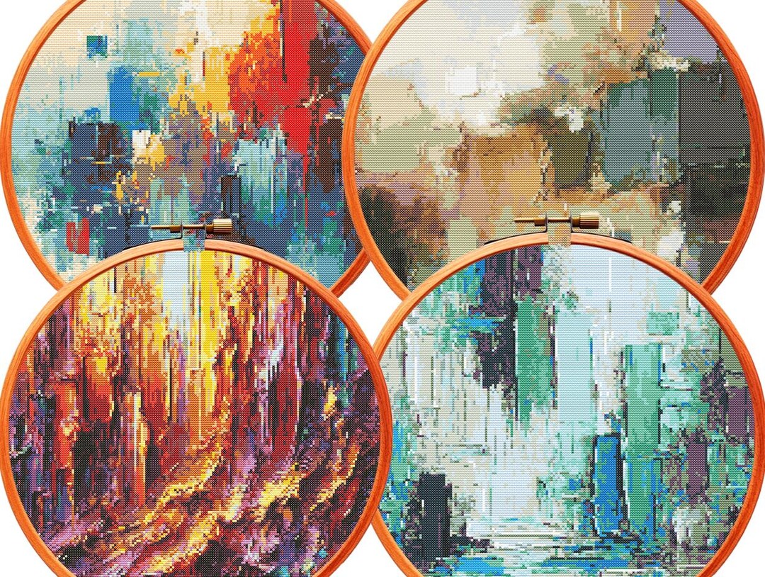SET of 4 Abstract Cross Stitch Pattern PDF BUNDLE Deal Sale Modern ...