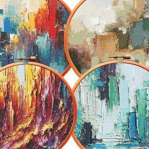 SET of 4 Abstract Cross Stitch Pattern PDF BUNDLE Deal Sale Modern ...