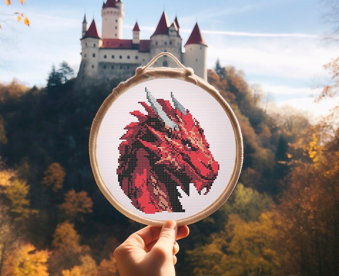 Red Dragon Cross Stitch Pattern PDF - Small Easy Color Chart Xstitch ...