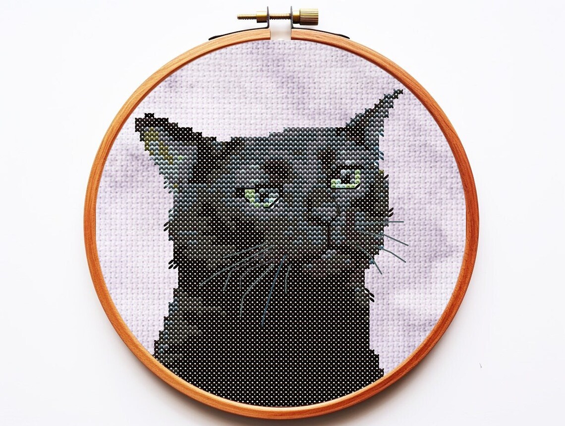 PDF Dissociating Black Cat Zoning Out Meme Funny Cross Stitch for ...