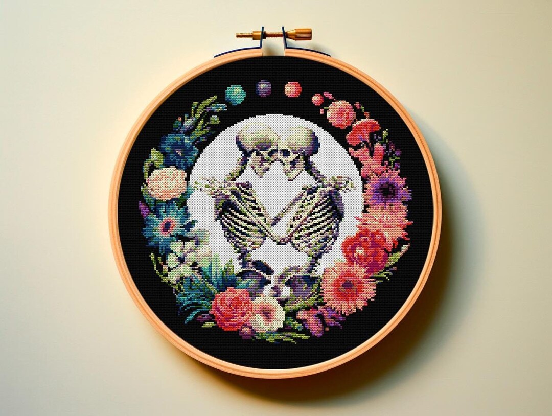 Cross Stitch Pattern PDF Valentine Skull Raven Rook Crow Gothic ...