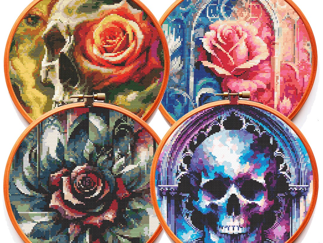 SET of 4 Goth Cross Stitch Patterns BUNDLE PDF Anatomy Xray Skull ...