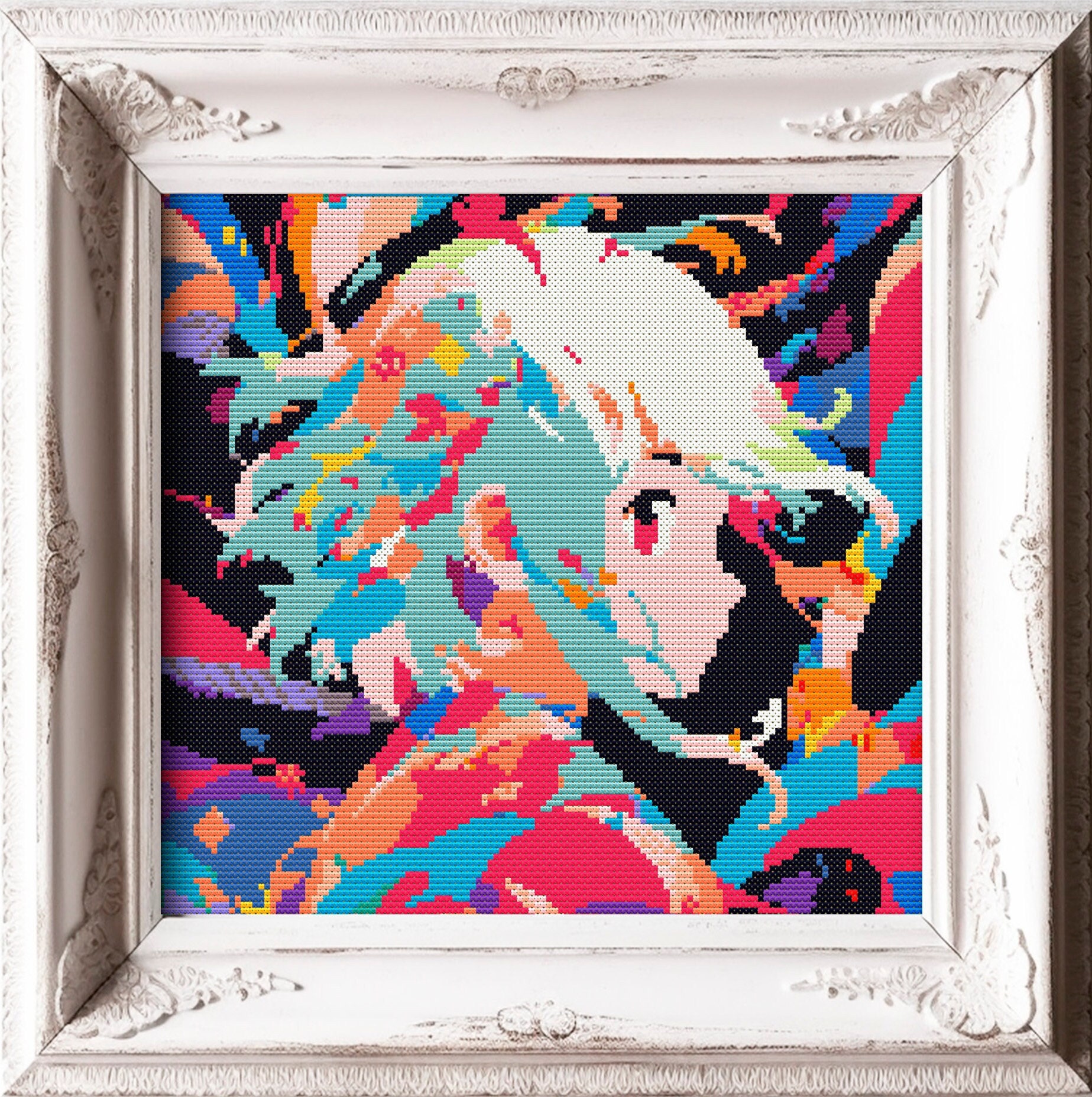 Abstract Anime Cross Stitch Pattern PDF Manga Kawaii Colorful - Etsy