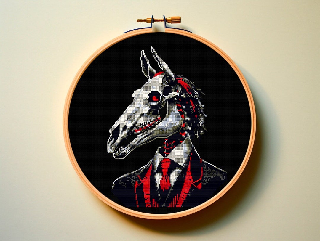Gothic Cross-stitch Pattern PDF Horse Printable Digital Black Aida ...