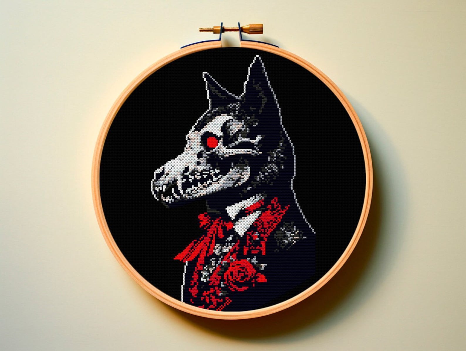 Gothic Cross-stitch Pattern PDF Wolf Werewolf Digital Black Aida Witchy ...