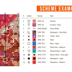 Anime Summer Cross Stitch PDF Pattern Color Chart Small Easy Colorful ...