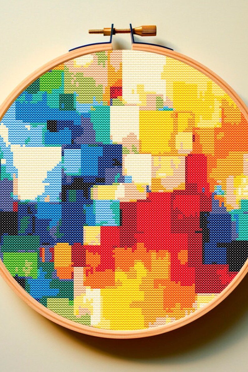 Modern Small Cross-stitch Pattern PDF Rainbow Colorful Instant Download ...