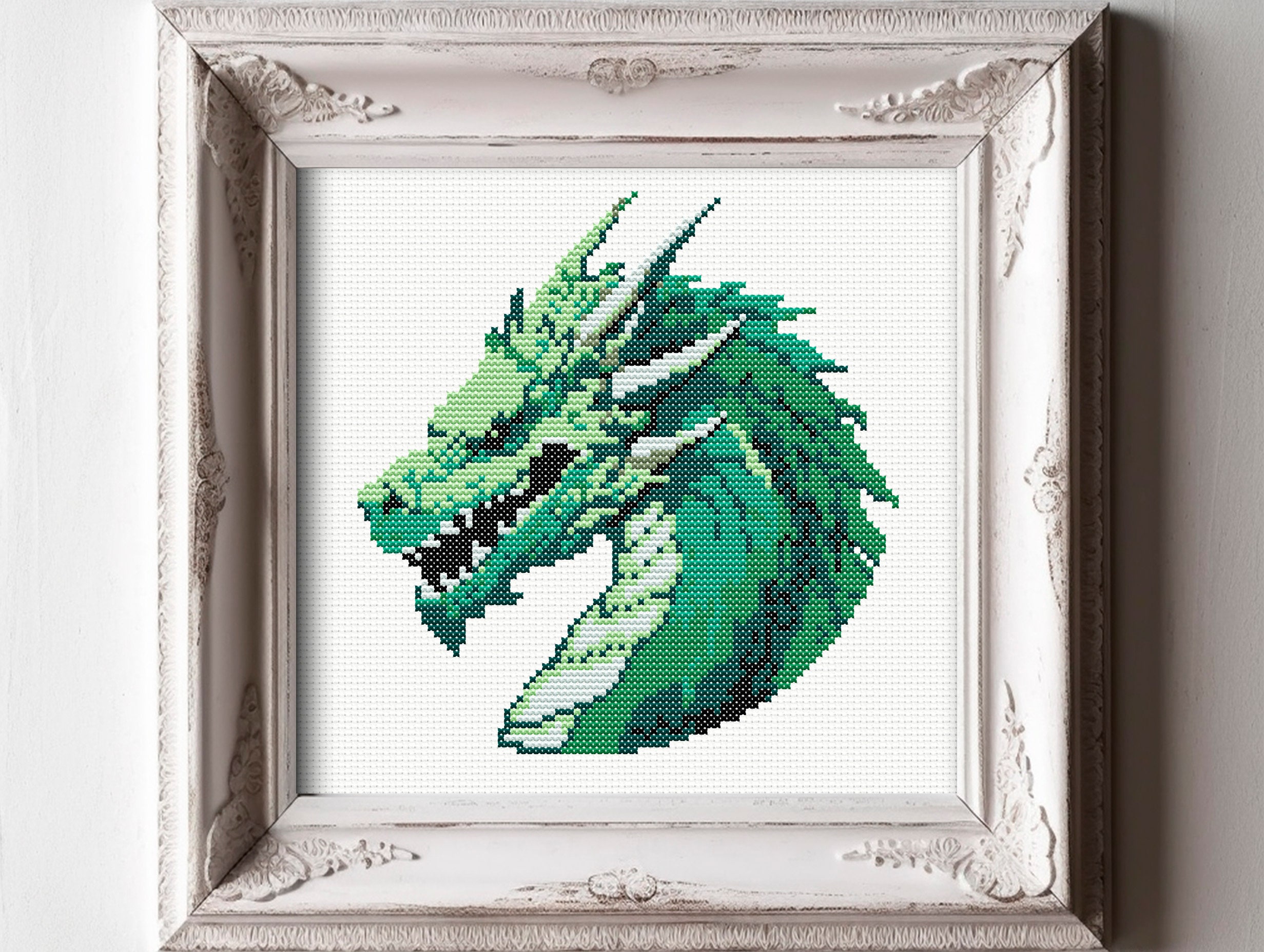 Green Dragon Cross Stitch Pattern PDF - Small Easy Color Chart Xstitch ...