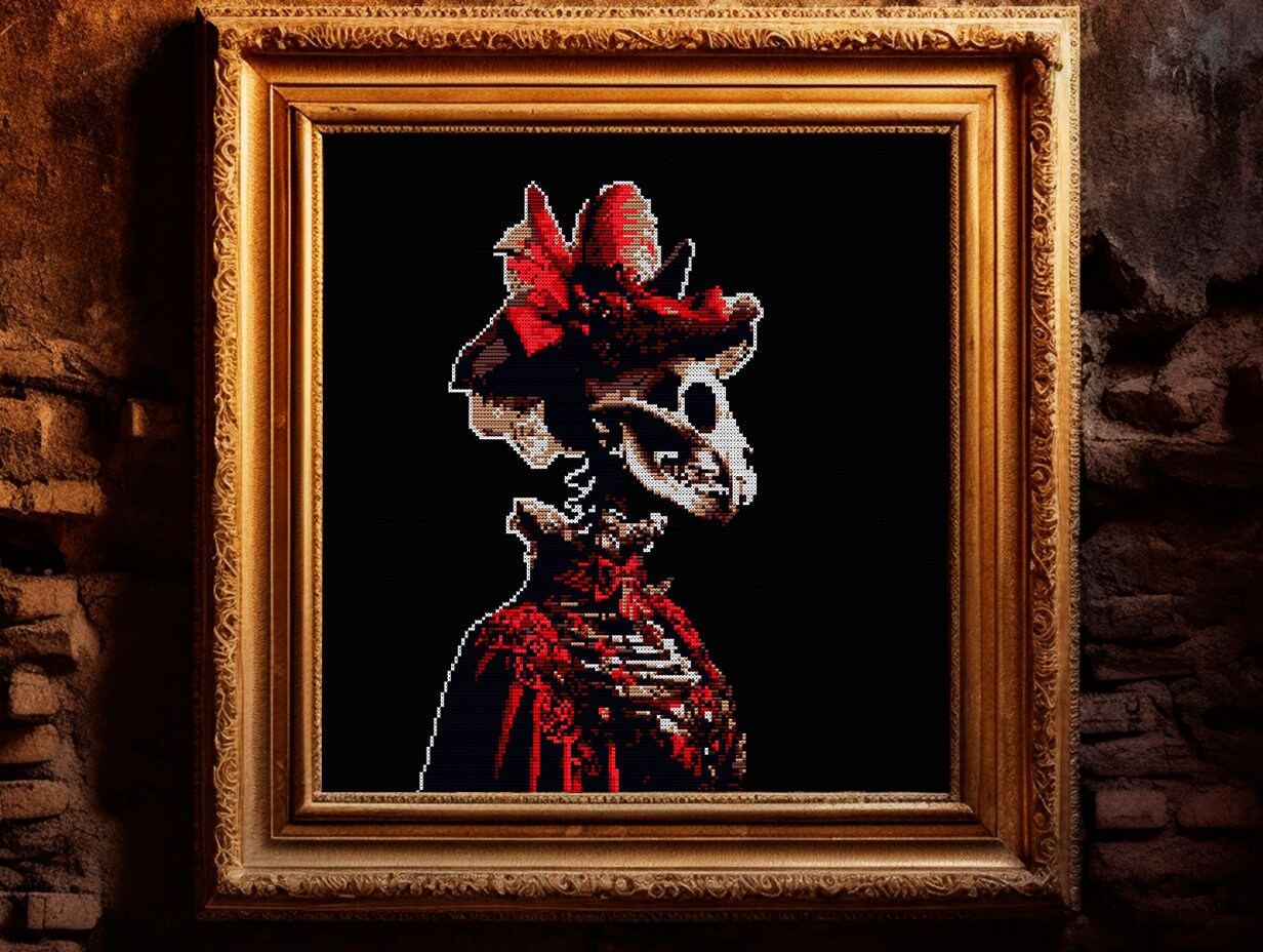 Gothic Cross-stitch Pattern PDF Cat Feline Witch Art Black Aida Witchy ...