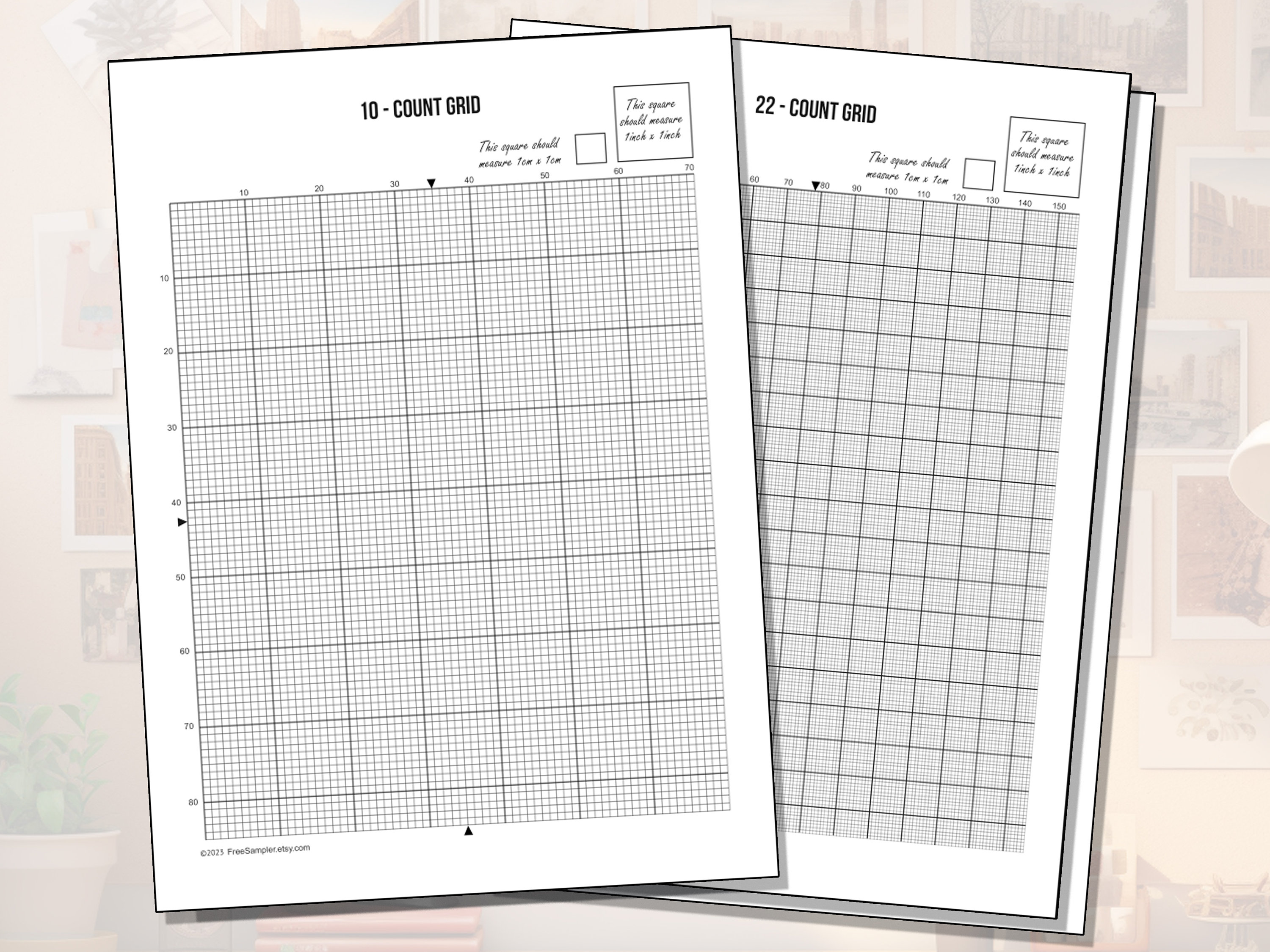 PRINTABLE Cross Stitch Graph Paper Bundle PDF 6 SIZES: Count 14, 10, 11 ...