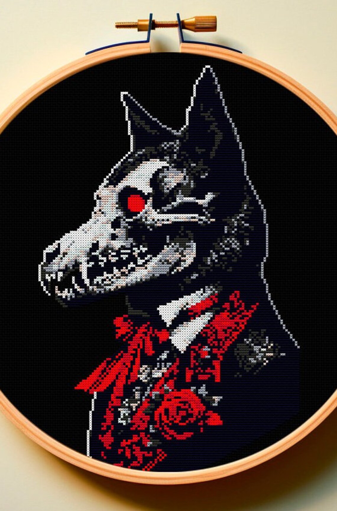 Gothic Cross-stitch Pattern PDF Wolf Werewolf Digital Black Aida Witchy ...